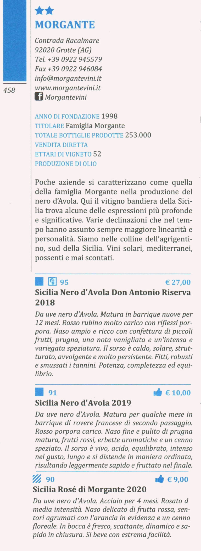 Guida Essenziale ai Vini d'Italia 2022 - MORGANTE